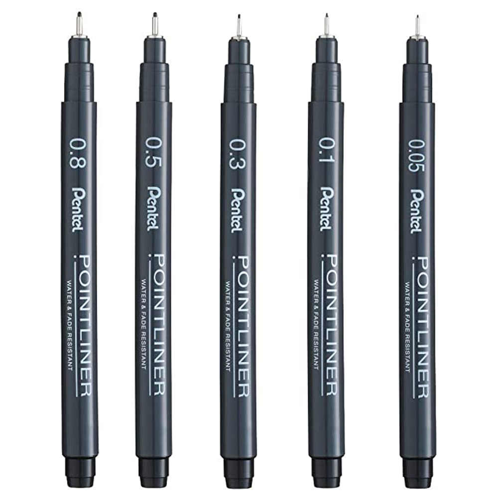 Caneta Nanquim - Pentel - 5 Pontas - Pointliner - lojansarquitetura